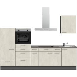 K&uuml;chenzeile Nobilia "Riva I", NEU: individuell anpassbar mit gratis Profi-Beratung", wei&szlig; (k&uuml;che: wei&szlig;, korpus: schiefergrau, arbeitsplatte: beton schiefergrau nachbildung), B:300,3cm H:216,6cm T:60cm, Komplettk&uuml;chen-Sets, K&uuml;chenzeile, vormontiert, Breite 300 cm, Ausrichtung w&auml;hlbar, wahlw. mit E-Ger&auml;ten