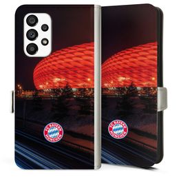 DeinDesign Galaxy A53 5G Handy Klapph&uuml;lle Handyh&uuml;lle aus Kunst Leder wei&szlig; Flip Case Fc Bayern M&uuml;nchen Stadium Fcb Sideflip mit Lasche