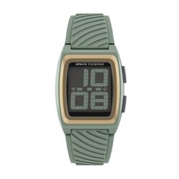 Digitaluhr Armani Exchange, gr&uuml;n, goldfarben, Armbanduhren, Herren, Digitaluhr, Quarzuhr, Armbanduhr, Damenuhr, Herrenuhr, Silikonarmband, digital