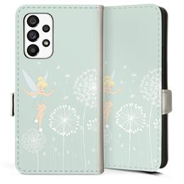 DeinDesign Galaxy A53 5G Handy Klapph&uuml;lle Handyh&uuml;lle aus Kunst Leder wei&szlig; Flip Case Disney Tinkerbells Dandelion Sideflip mit Lasche
