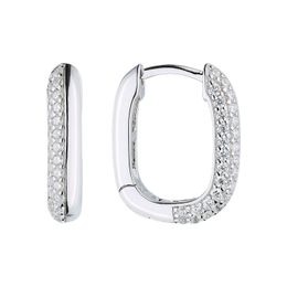 Paar Creolen Jobo "Ohrringe 16 mm eckig mit 54 Zirkonia", silber 925, wei&szlig;, Ohrringe, Damen, Silber 925 (Sterlingsilber), 925 Silber rhodiniert oder vergoldet