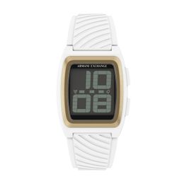 Digitaluhr Armani Exchange, wei&szlig;, goldfarben, Armbanduhren, Herren, Digitaluhr, Quarzuhr, Armbanduhr, Damenuhr, Herrenuhr, Silikonarmband, digital