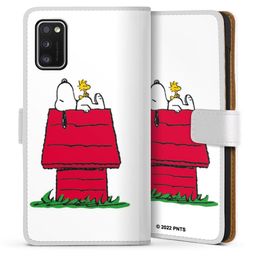 DeinDesign Galaxy A41 Handy Klapph&uuml;lle Handyh&uuml;lle aus Kunst Leder wei&szlig; Flip Case Snoopy Peanuts Official Licensed Product Sideflip mit Lasche