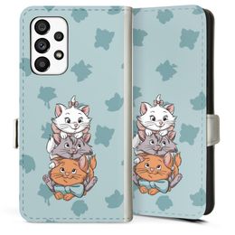 DeinDesign Galaxy A53 5G Handy Klapph&uuml;lle Handyh&uuml;lle aus Kunst Leder wei&szlig; Flip Case Cat Disney Aristocats Sideflip mit Lasche