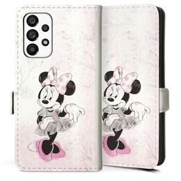 DeinDesign Galaxy A53 5G Handy Klapph&uuml;lle Handyh&uuml;lle aus Kunst Leder wei&szlig; Flip Case Minnie Mouse Vintage Disney Sideflip mit Lasche