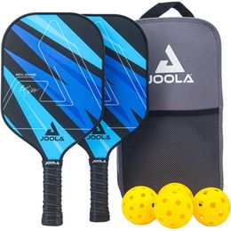 Pickleballschl&auml;ger Joola "Ben Johns Blue Lightning Pickleball Set", blau (blau, grau), Racketsportschl&auml;gerB:200mm L:406mm T:10mm, Inklusive 2 Schl&auml;ger, 4 B&auml;llen und Tasche, ideal f&uuml;r Freizeitspieler, B:200mm L:406mm T:10mm