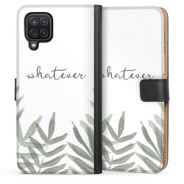 DeinDesign Galaxy A12 Handy Klapph&uuml;lle Handyh&uuml;lle aus Kunst Leder schwarz Flip Case Water Colour Palm Tree Jungle Sideflip mit langer Lasche