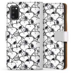 DeinDesign Galaxy A41 Handy Klapph&uuml;lle Handyh&uuml;lle aus Kunst Leder wei&szlig; Flip Case Peanuts Snoopy Muster Sideflip mit Lasche