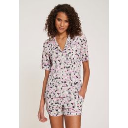 Shorty Vivance Dreams, Damen, Gr. 32/34, bunt (bunt getupft), Single Jersey, Obermaterial: 50% Baumwolle, 50% Viskose, Basic kurz, V-Ausschnitt, Homewear-Sets Shorty, mit Aquarell-Muster