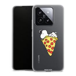 DeinDesign Xiaomi 14 Handy Silikon H&uuml;lle Case transparent Handyh&uuml;lle Peanuts Pizza Snoopy Silikon Case