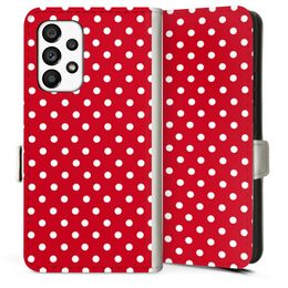 DeinDesign Galaxy A53 5G Handy Klapph&uuml;lle Handyh&uuml;lle aus Kunst Leder wei&szlig; Flip Case Retro Polka Dots Points Sideflip mit Lasche