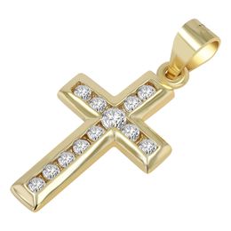 Adelia&acute;s Kettenanh&auml;nger ADELIA&acute;S "Damen Anh&auml;nger &ndash; Kreuzanh&auml;nger aus 925 Silber mit Zirkonia", gold, Schmuckanh&auml;nger, Damen, Silber 925 (Sterlingsilber), Kettenanh&auml;nger, Ideal als Geschenk f&uuml;r besondere Anl&auml;sse