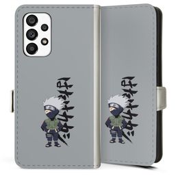 DeinDesign Galaxy A53 5G Handy Klapph&uuml;lle Handyh&uuml;lle aus Kunst Leder wei&szlig; Flip Case Official Licensed Product Naruto Shippuden Kakashi Sideflip mit Lasche