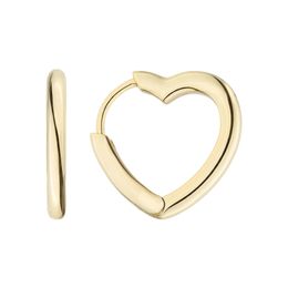 Paar Creolen Jobo "Herz-Ohrringe 18 mm", vergoldet, Ohrringe, Damen, Silber 925 (Sterlingsilber), 925 Silber rhodiniert oder vergoldet