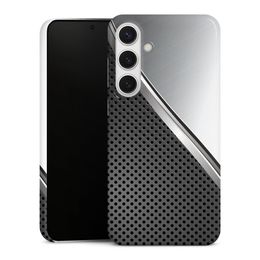 DeinDesign Galaxy S24+ Handy Premium Case Smartphone Handyh&uuml;lle Schutzh&uuml;lle gl&auml;nzend Steel Metall Carbon Premium Case