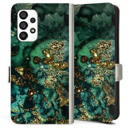DeinDesign Galaxy A53 5G Handy Klapph&uuml;lle Handyh&uuml;lle aus Kunst Leder wei&szlig; Flip Case Muster Glitzer Marble Sideflip mit Lasche