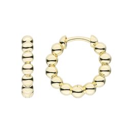 Paar Creolen Jobo "Ohrringe Kugeln 16 mm", vergoldet, Ohrringe, Damen, 16,4mm, Silber 925 (Sterlingsilber), 925 Silber rhodiniert oder vergoldet