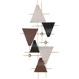 Wanddekoobjekt CASABLANCA BY GILDE "Wandrelief Bandiera anthrazitfarben; beige; braun H. 38 cm", grau (anthrazitfarben, beige, braun), B:78cm H:38cm T:3,5cm, Metall, Wanddekoobjekte