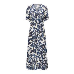 Maxikleid Only "ONLCHIANTI S/S LONG DRESS WVN NOOS", Damen, Gr. L, N-Gr, egret aop:alsace flower, Web, Obermaterial: 100% Viskose, bedruckt, regular fit kn&ouml;chellang, V-Ausschnitt, Kleider Maxikleid, Viskose, regular fit