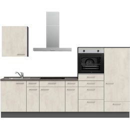 K&uuml;chenzeile Nobilia "Riva I", NEU: individuell anpassbar mit gratis Profi-Beratung", wei&szlig; (k&uuml;che: wei&szlig;, korpus: schiefergrau, arbeitsplatte: beton schiefergrau nachbildung), B:300,3cm H:216,6cm T:60cm, Komplettk&uuml;chen-Sets, K&uuml;chenzeile, vormontiert, Breite 300 cm, Ausrichtung w&auml;hlbar, wahlw. mit E-Ger&auml;ten