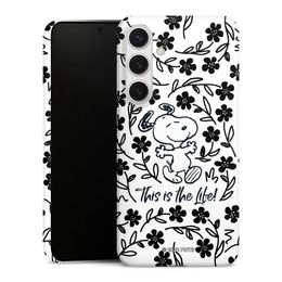 DeinDesign Galaxy S24+ Handy Premium Case Smartphone Handyh&uuml;lle Schutzh&uuml;lle gl&auml;nzend Peanuts Flowers Snoopy Premium Case