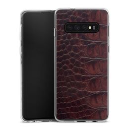 DeinDesign Galaxy S10 Plus Handy Silikon H&uuml;lle Case transparent Handyh&uuml;lle Leather Crocodile Animal Print Silikon Case