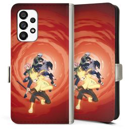 DeinDesign Galaxy A53 5G Handy Klapph&uuml;lle Handyh&uuml;lle aus Kunst Leder wei&szlig; Flip Case Sasuke Sakura Naruto Shippuden Sideflip mit Lasche