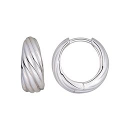 Paar Creolen Jobo "Ohrringe geriffelt 16 mm", silber 925, Ohrringe, Damen, 16,4mm, Silber 925 (Sterlingsilber), 925 Silber rhodiniert oder vergoldet
