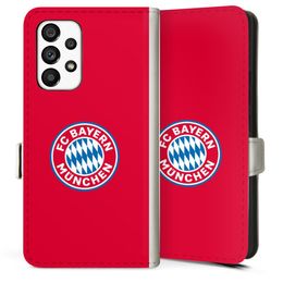 DeinDesign Galaxy A53 5G Handy Klapph&uuml;lle Handyh&uuml;lle aus Kunst Leder wei&szlig; Flip Case Fc Bayern M&uuml;nchen Fcb Logo Sideflip mit Lasche
