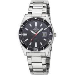 Funkuhr MASTER TIME "Super Power Sporty", silber (silberfarben, schwarz), Armbanduhren, Herren, Funkuhr, Armbanduhr, Quarzuhr, Herrenuhr, Datum, Leuchtzeiger