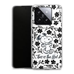 DeinDesign Xiaomi 14 Handy Silikon H&uuml;lle Case transparent Handyh&uuml;lle Peanuts Flowers Snoopy Silikon Case