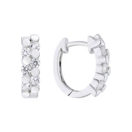 Paar Creolen Jobo "Ovale Ohrringe 15 mm mit 12 Zirkonia", silber 925, wei&szlig;, Ohrringe, Damen, Silber 925 (Sterlingsilber), 925 Silber rhodiniert oder vergoldet