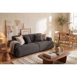 2,5-Sitzer Home Affaire "Linkka, Breite 217 cm", schwarz (onyx), B:217cm H:75cm T:94cm, 90% PES, 10% Nylon, Sofas, in einem weichen Chenille-Stoff, mit Wellenunterfederung
