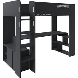Hochbett Phoenix, schwarz, B:96cm H:181cm L:226,5cm, Hochbetten, Hochbett