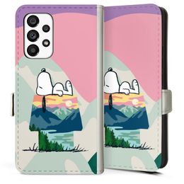 DeinDesign Galaxy A53 5G Handy Klapph&uuml;lle Handyh&uuml;lle aus Kunst Leder wei&szlig; Flip Case Snoopy Peanuts Official Licensed Product Sideflip mit Lasche