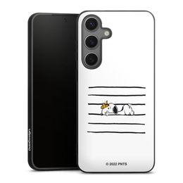 DeinDesign Galaxy S25+ Handy Premium Silikon H&uuml;lle Handyh&uuml;lle schwarz Case Snoopy Dog Peanuts Silikon Premium Case