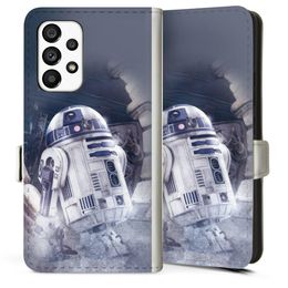 DeinDesign Galaxy A53 5G Handy Klapph&uuml;lle Handyh&uuml;lle aus Kunst Leder wei&szlig; Flip Case Robot Star Wars Merchandise Sideflip mit Lasche