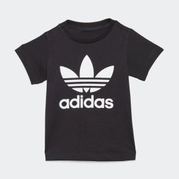 T-Shirt adidas originals "TREFOIL TEE", M&auml;dchen, Gr. 62, schwarz, Obermaterial: 100% Baumwolle, Rundhals, Shirts T-Shirt, f&uuml;r Babys, sportlicher Schnitt, mit kurzen &Auml;rmeln, mit Knopfleiste