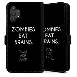 DeinDesign Galaxy A32 5G Handy Klapph&uuml;lle Handyh&uuml;lle aus Kunst Leder schwarz Flip Case Funny Zombie Statement Sideflip mit langer Lasche