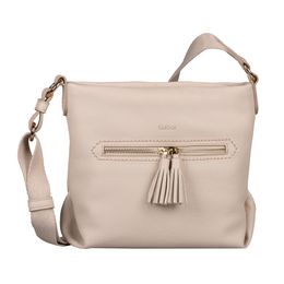 Umh&auml;ngetasche Gabor "Anthina", Damen, Gr. B/H/T: 28cm x 23cm x 9cm, wei&szlig;, Polyurethan, clean, gepflegt, gepr&auml;gtes Muster, unifarben, Taschen Umh&auml;ngetasche, aus weich genarbtem Lederimitat mit dekorativem Quastendetail