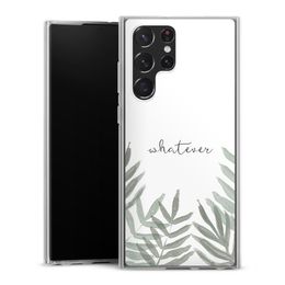DeinDesign Galaxy S22 Ultra Handy Silikon H&uuml;lle Case transparent Handyh&uuml;lle Water Colour Jungle Palm Tree Silikon Case