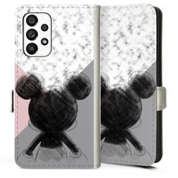 DeinDesign Galaxy A53 5G Handy Klapph&uuml;lle Handyh&uuml;lle aus Kunst Leder wei&szlig; Flip Case Marble Disney Mickey Mouse Sideflip mit Lasche