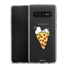 DeinDesign Galaxy S10 Plus Handy Silikon H&uuml;lle Case transparent Handyh&uuml;lle Peanuts Pizza Snoopy Silikon Case