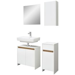 Badm&ouml;bel-Set SAPHIR "Quickset 100, 4-teilig, mit Holzeinlegeb&ouml;den, 61,6cm breit", wei&szlig; matt, B:61,6cm H:200cm T:32,2cm, Spanplatte, Kastenm&ouml;bel-Sets, Badm&ouml;bel-Set, Badezimmer Set mit H&auml;ngeschrank und Unterschrank