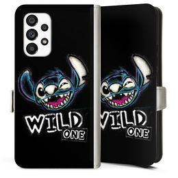 DeinDesign Galaxy A53 5G Handy Klapph&uuml;lle Handyh&uuml;lle aus Kunst Leder wei&szlig; Flip Case Lilo & Stitch Official Licensed Product Disney Sideflip mit Lasche