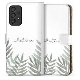 DeinDesign Galaxy A33 5G Handy Klapph&uuml;lle Handyh&uuml;lle aus Kunst Leder wei&szlig; Flip Case Water Colour Palm Tree Jungle Sideflip mit Lasche