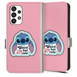 DeinDesign Galaxy A53 5G Handy Klapph&uuml;lle Handyh&uuml;lle aus Kunst Leder wei&szlig; Flip Case Disney Sayings Lilo & Stitch Sideflip mit Lasche