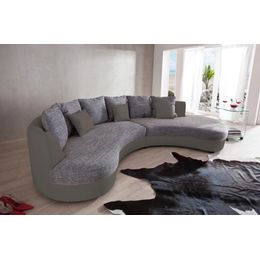 Ecksofa Home Affaire "Lazio modern und bequem, schmale Armlehnen, tolle Detailverarbeitung", grau (grau, wei&szlig;, grau), B:287cm H:76cm T:160cm, 100% PU (Kunstleder)/90% Polyester, 10% Acrylic, Sofas, Ecksofa, ergonomische Form