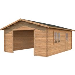 Garage Palmako "Roger", braun (hellbraun), Massivholz, Garagen, BxTxH: 622x596x312 cm, ohne Tor, hellbraun