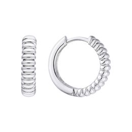 Paar Creolen Jobo "Ohrringe geriffelt 19 mm", silber 925, Ohrringe, Damen, 19,8mm, Silber 925 (Sterlingsilber), 925 Silber rhodiniert oder vergoldet